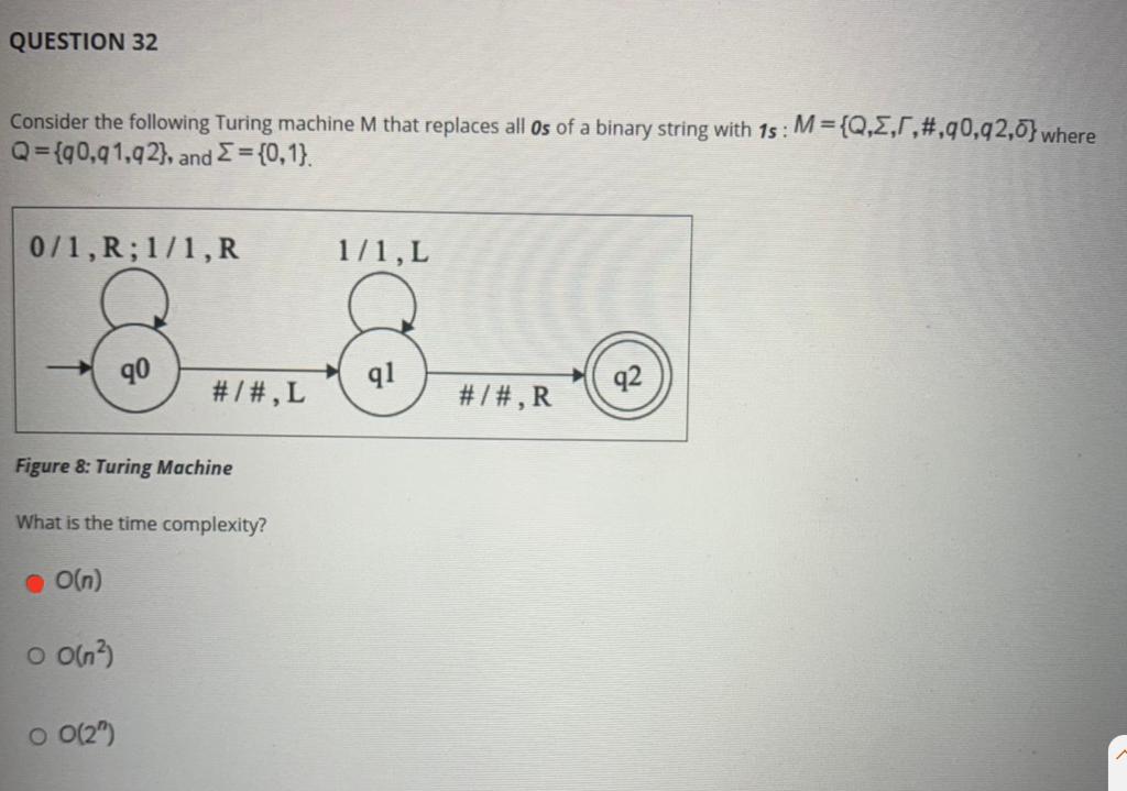 Solved QUESTION 32 Consider the following Turing machine M | Chegg.com