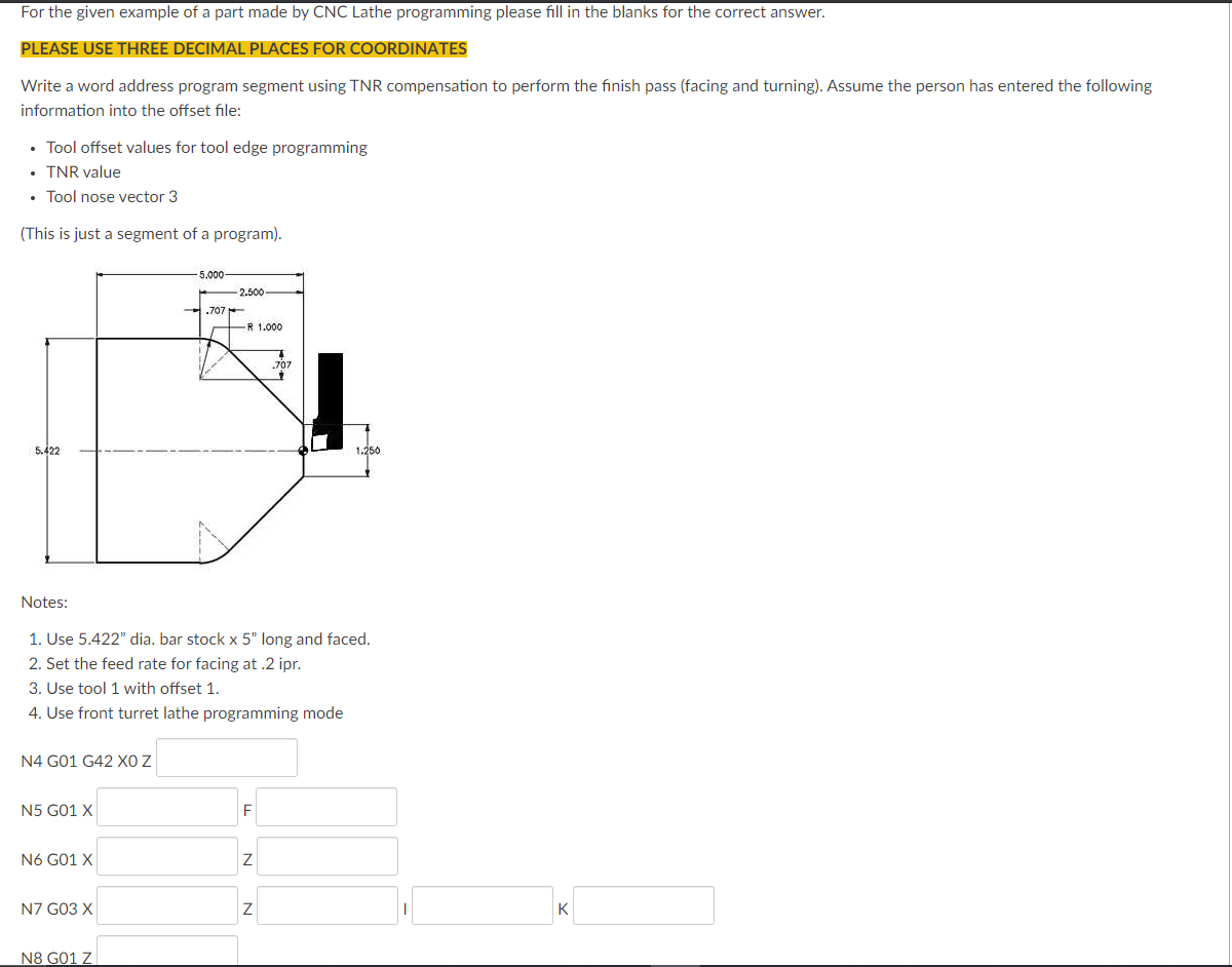 Solved For the given example of a part made by CNC Lathe | Chegg.com