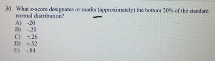 Solved 30. What Z-score designates or marks (approximately) | Chegg.com