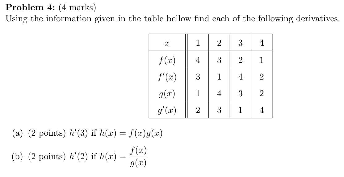 Solved Problem 4: (4 ﻿marks)Using the information given in | Chegg.com