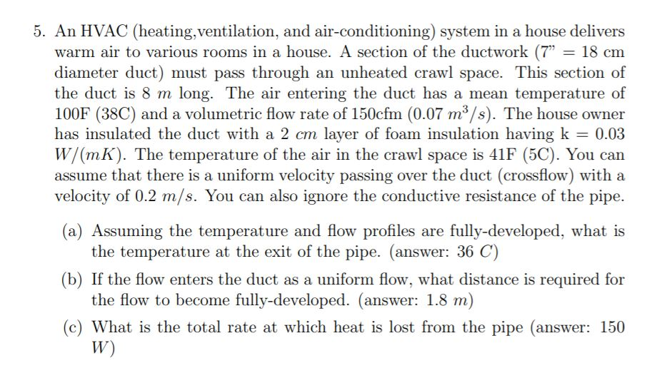 Solved 5. An HVAC (heating, ventilation, and | Chegg.com