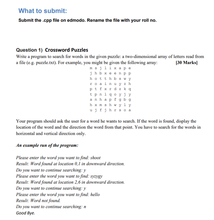 Solved What to submit: Submit the .cpp file on edmodo. | Chegg.com