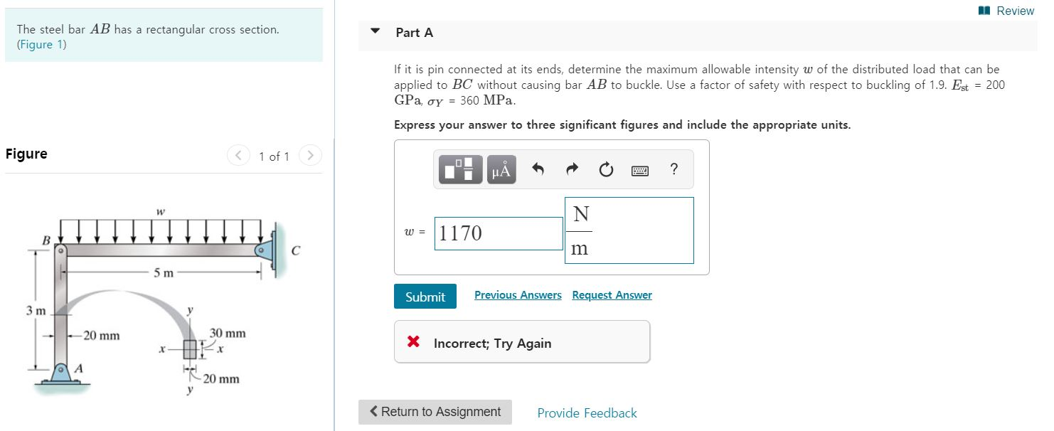 Solved Review The steel bar AB has a rectangular cross | Chegg.com