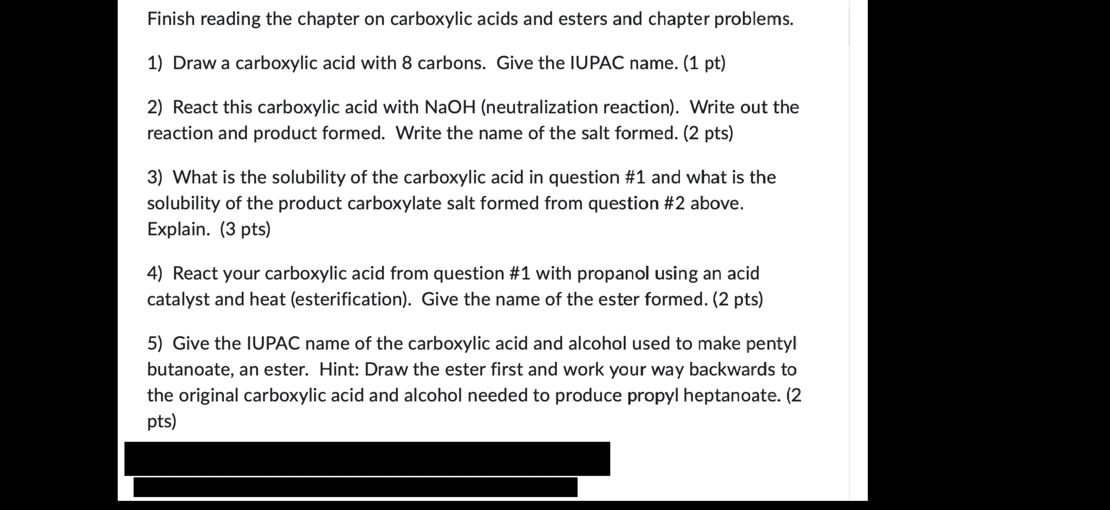 Solved Finish reading the chapter on carboxylic acids and | Chegg.com