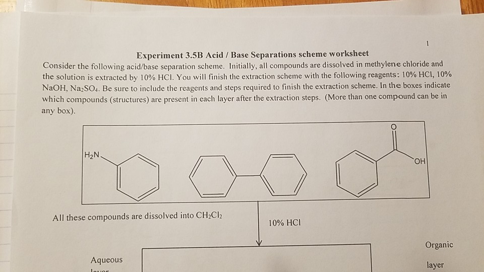 Solved Experiment 3.5B Acid / Base Separations scheme | Chegg.com