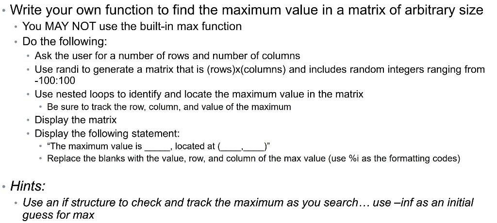 Solved MATLAB coding exercise: Write your own function to | Chegg.com