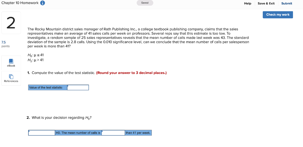 Solved Chapter 10 Homework i Saved Help Save & Exit Submit | Chegg.com