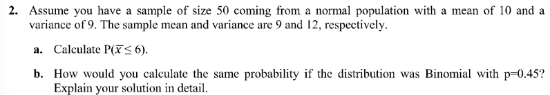 2. Assume you have a sample of size 50 coming from a | Chegg.com
