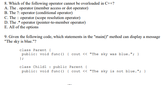 Solved 6 Given The Following Code Which Form Of The 