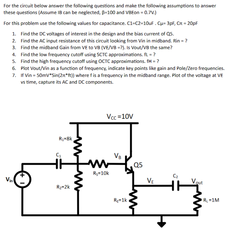 Solved For the circuit below answer the following questions | Chegg.com