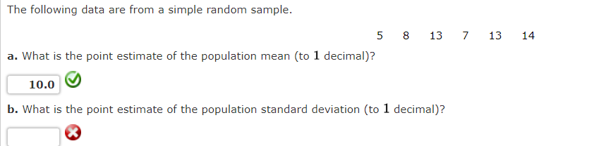 Solved The following data are from a simple random sample. | Chegg.com