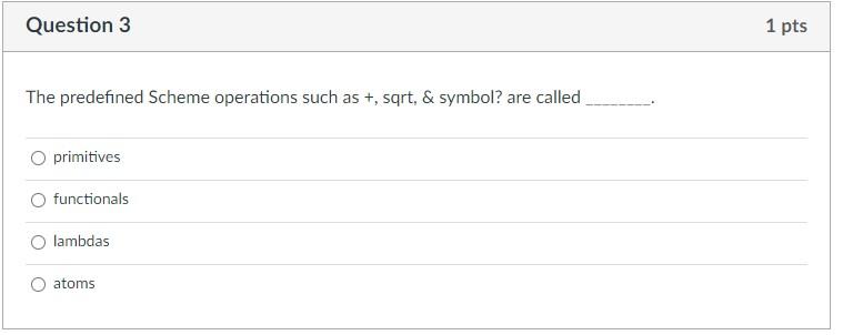 Solved Question 3 The predefined Scheme operations such as | Chegg.com