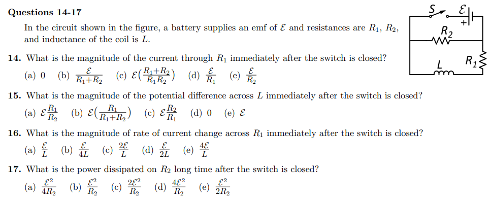Solved Questions 14-17 In the circuit shown in the figure, a | Chegg.com