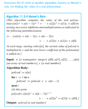 Solved Exercises 40−43 refer to another algorithm, known as | Chegg.com