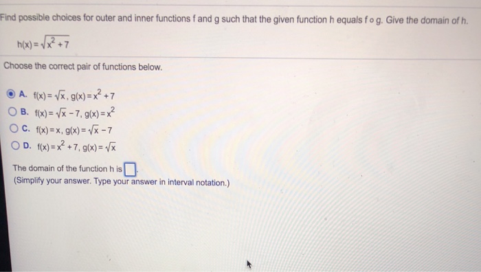 Solved Find possible choices for outer and inner functions | Chegg.com