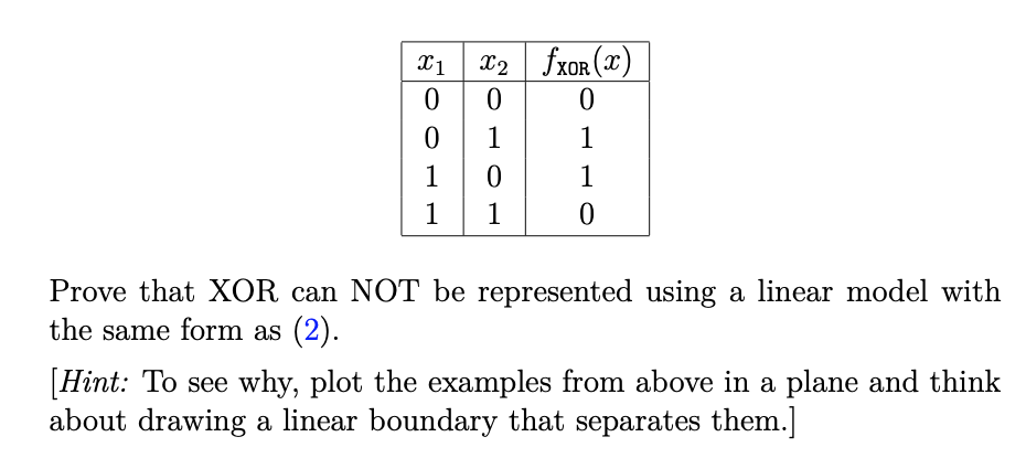 Solved X1 X2 XOR (X) 0 0 0 0 1 1 1 0 1 1 1 0 Prove that XOR | Chegg.com