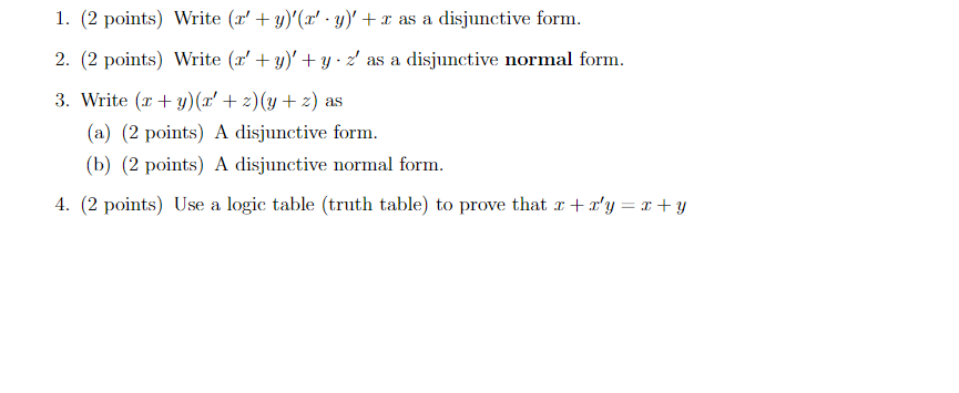 Solved 2 ﻿points ﻿write X Y X Y X As ﻿a Disjunctive