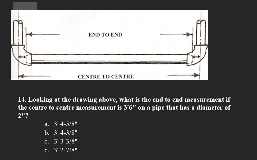 Solved 14. Looking at the drawing above, what is the end to | Chegg.com
