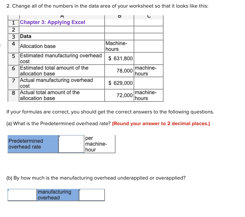Solved Chapter 3: Applying Excel Data Allocation base | Chegg.com