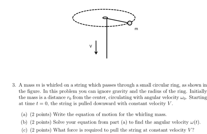Solved 3. A mass m is whirled on a string which passes | Chegg.com