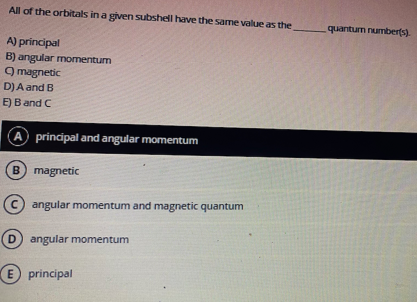 Solved All of the orbitals in a given subshell have the same | Chegg.com