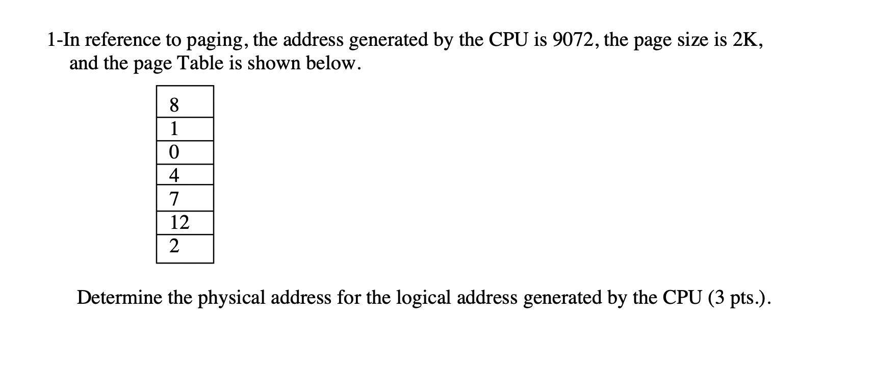 Solved 1-In reference to paging, the address generated by | Chegg.com