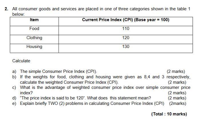 Solved 2. All consumer goods and services are placed in one | Chegg.com