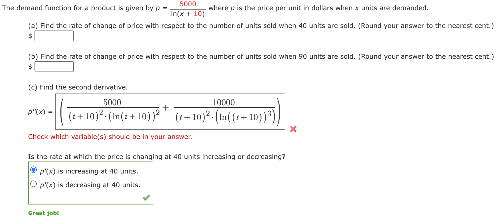 Solved demand function for a product is given by | Chegg.com