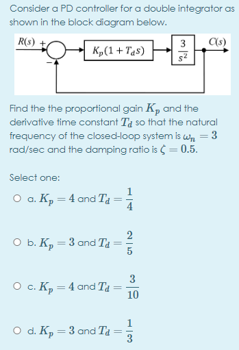 Solved Consider a PD controller for a double integrator as | Chegg.com