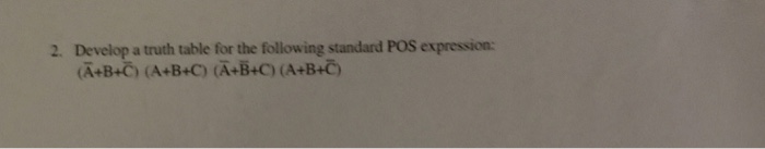 Solved Develop a truth table for the following standard POS | Chegg.com