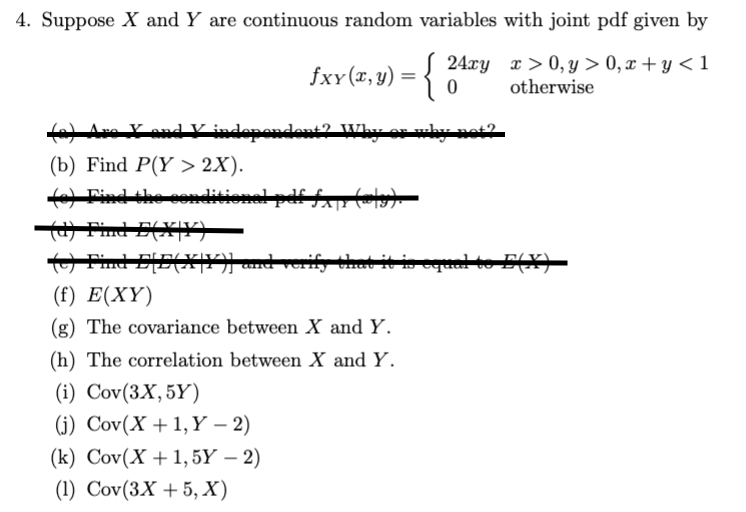 Solved 4. Suppose X and Y are continuous random variables | Chegg.com