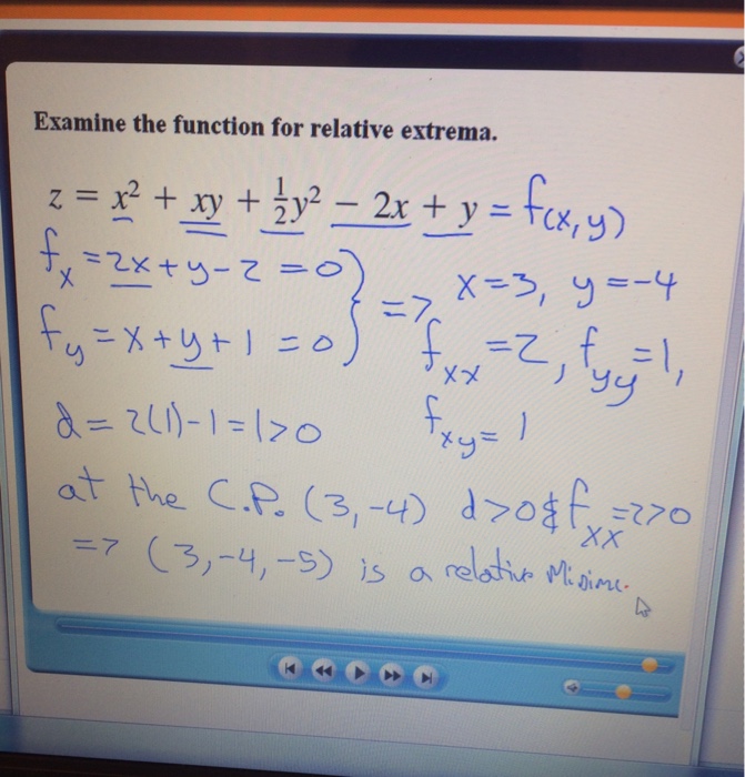 Solved Examine the function for relative extrema. z = x^2 + | Chegg.com