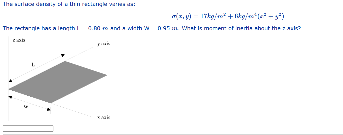 Solved The surface density of a thin rectangle varies as: | Chegg.com