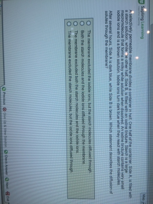 Solved pling Learning Map A selectively permeable membrane | Chegg.com