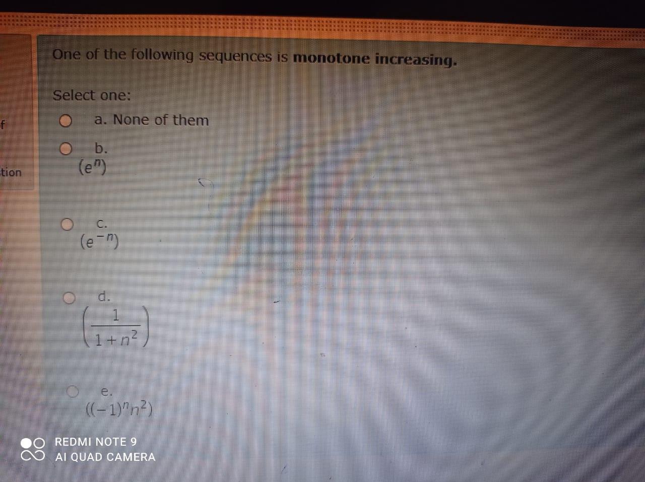 Solved One of the following sequences is monotone | Chegg.com