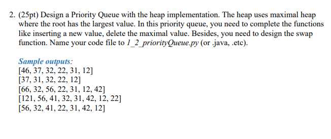 Solved Please Right In Python Class Priorityqueue Def 5969