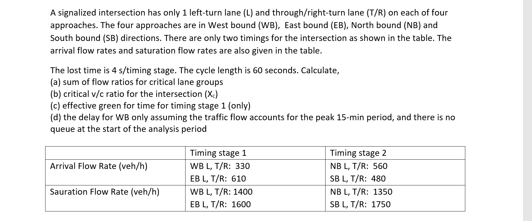 A signalized intersection has only 1 left-turn lane | Chegg.com