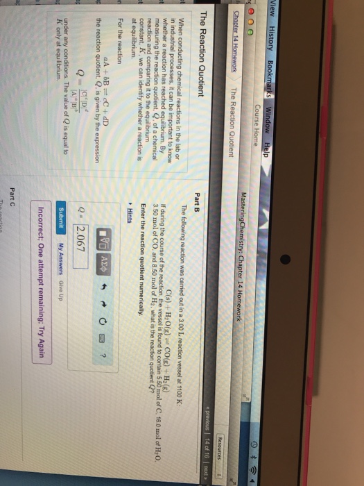 Solved View History Boo Course Home The Reaction Quotient | Chegg.com
