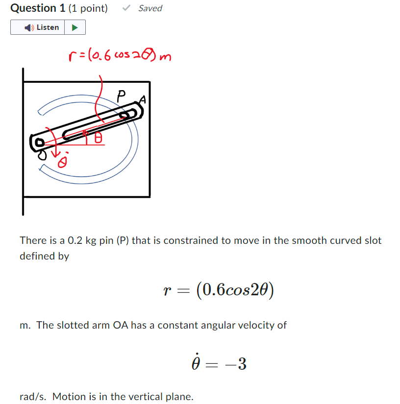 Solved Find the radius of the pin at θ=0∘ 0.6 m0.42 m0 m0.3 | Chegg.com