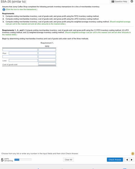 Solved E6A-26 (similar to) Question Help * Assume that Jump | Chegg.com