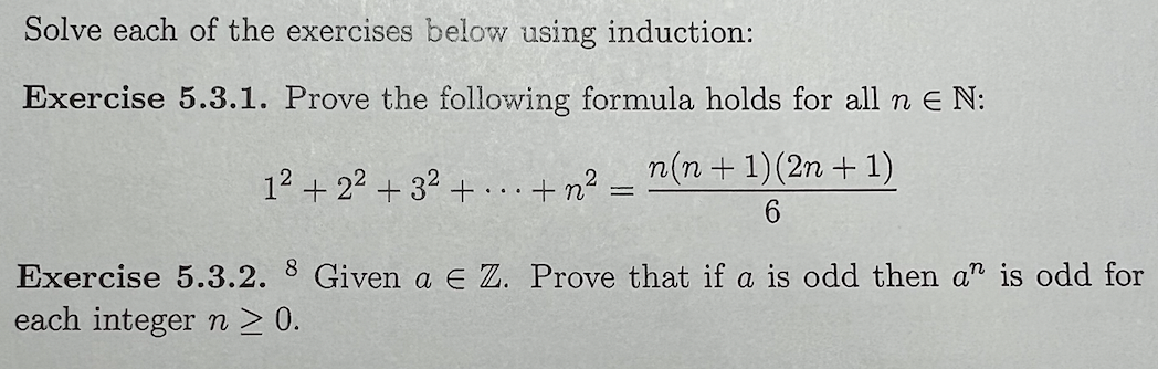 Solved Solve each of the exercises below using induction: | Chegg.com