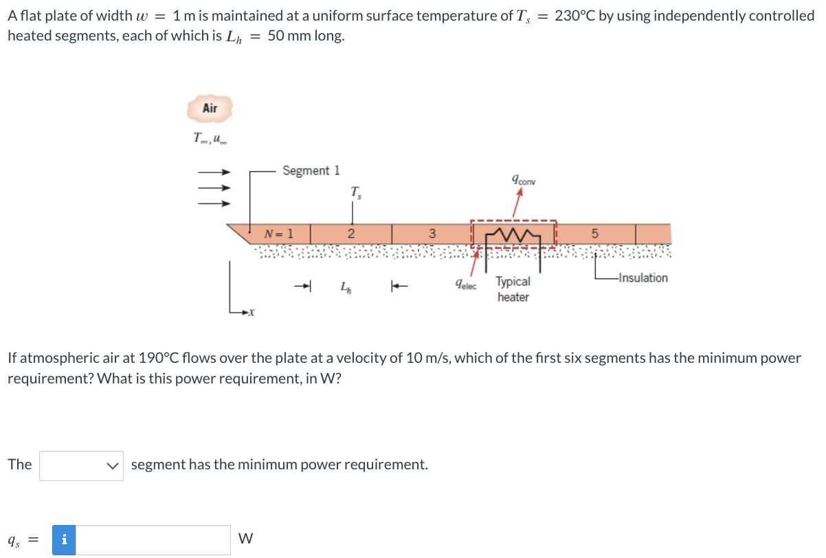 Solved A flat plate of width w=1m ﻿is maintained at a | Chegg.com