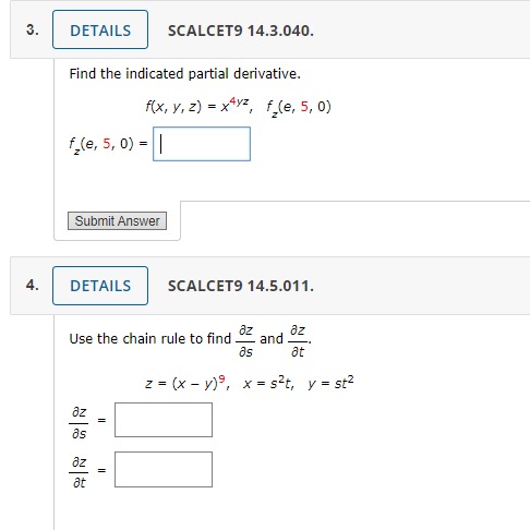 Solved SCALCET9 14.3.040. Find the indicated partial | Chegg.com