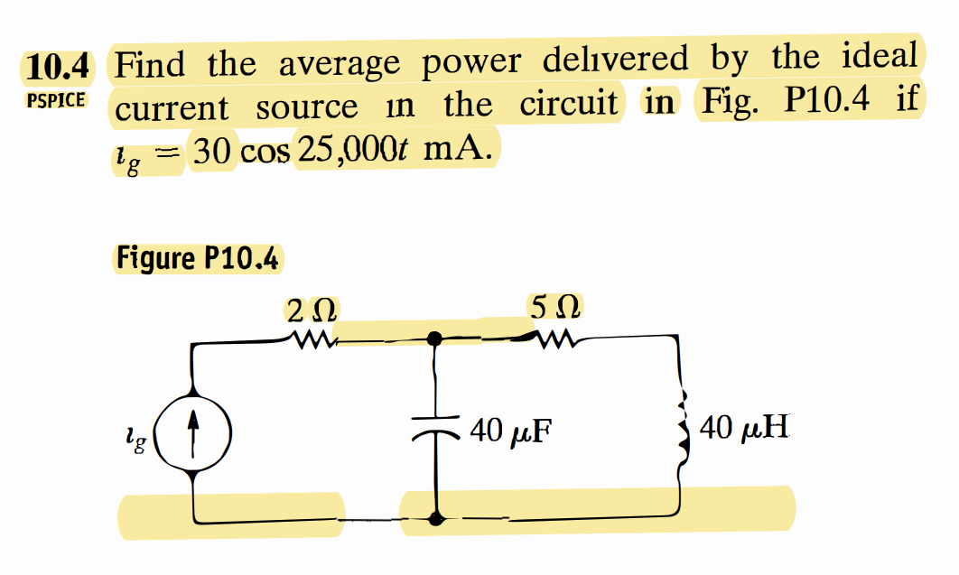 Solved 0.4 Find the average power delivered by the ideal | Chegg.com