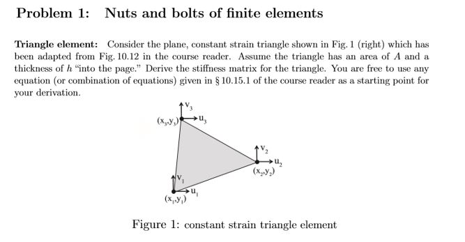 Solved Problem 1: Nuts and bolts of finite elements Triangle | Chegg.com