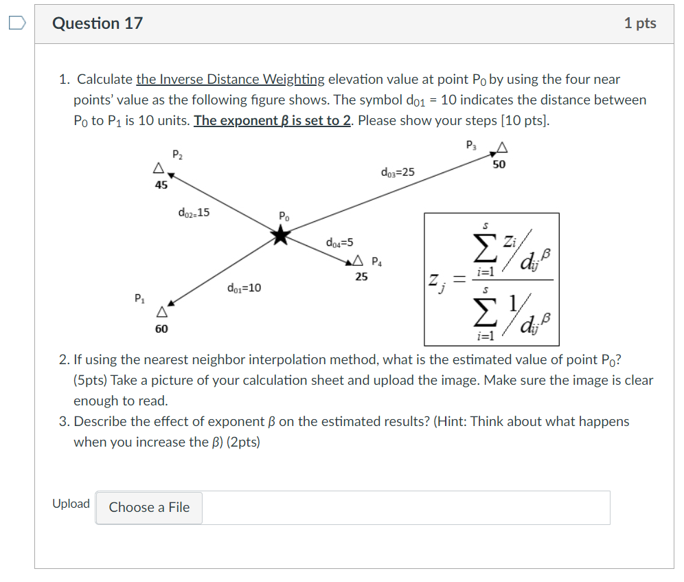 Solved Question 17 1 pts 1. Calculate the Inverse Distance | Chegg.com