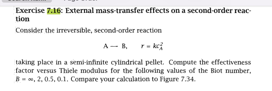 Exercise 7.16: External mass-transfer effects on a | Chegg.com