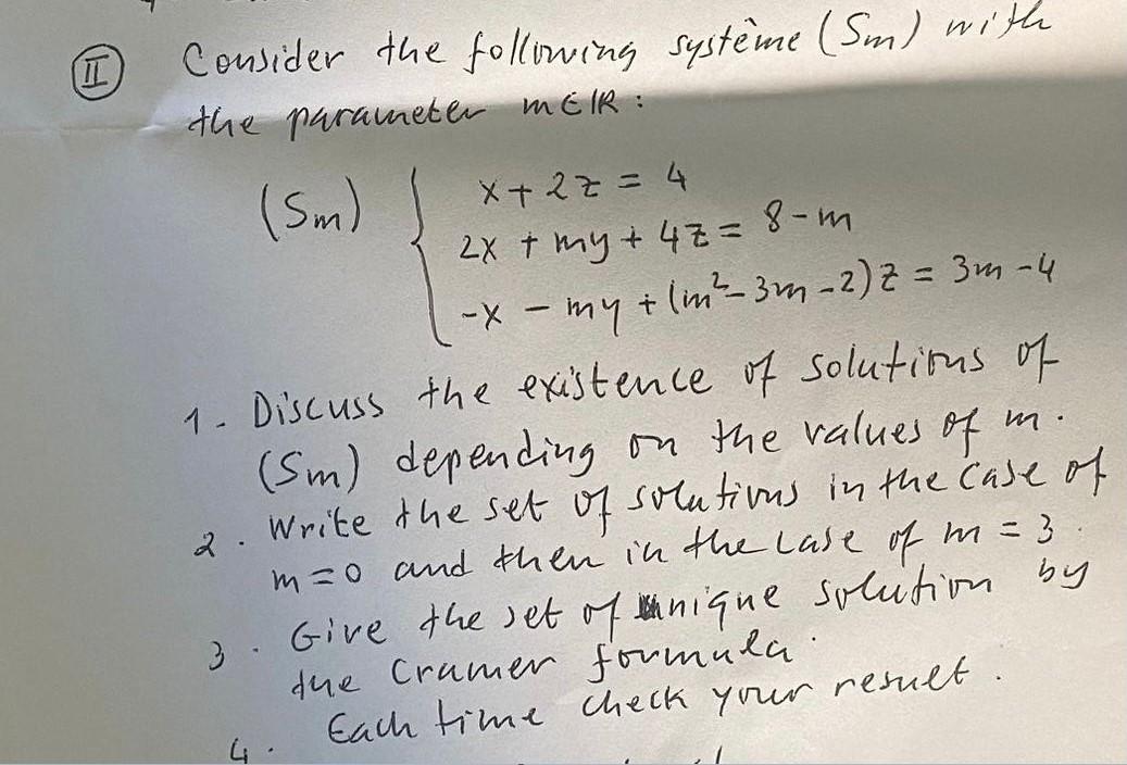 Solved Consider the follioning systeme (Sm) with the | Chegg.com