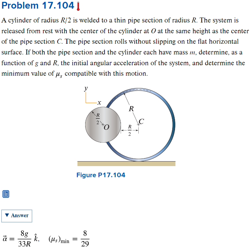 Solved Problem 17.104A cylinder of radius R2 ﻿is welded to a | Chegg.com