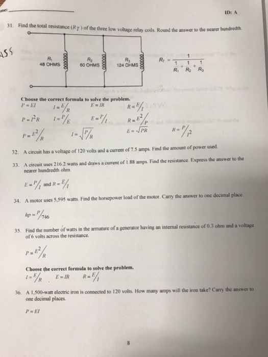 Solved D: A 31. Find the total resistance (RT) of the three | Chegg.com